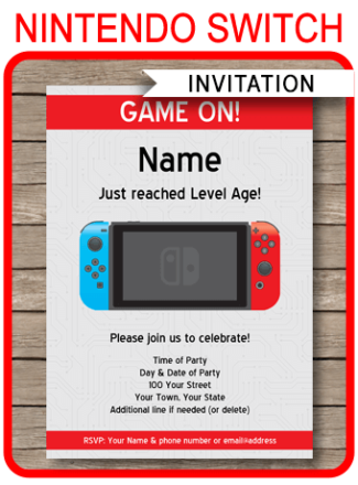 Nintendo Switch Theme Party Printables Archives - SIMONEmadeit Parties