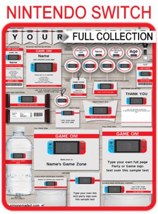 Nintendo Switch Theme Party Printables Archives - SIMONEmadeit Parties