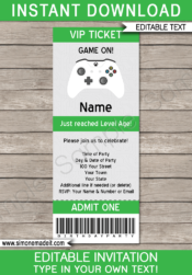 Xbox Party Ticket Invitation Template | Printable Video Game Theme Invite
