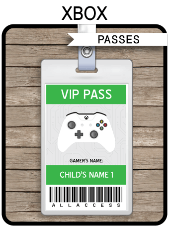 Xbox Party VIP Passes | Video Game Birthday Party Printables