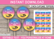 Coachella Party Cupcake Toppers Template | Printable Party Decorations