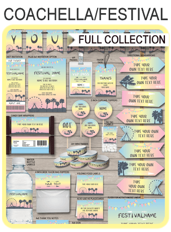 Coachella Themed Party Printables, Invitations & Decorations | Festival