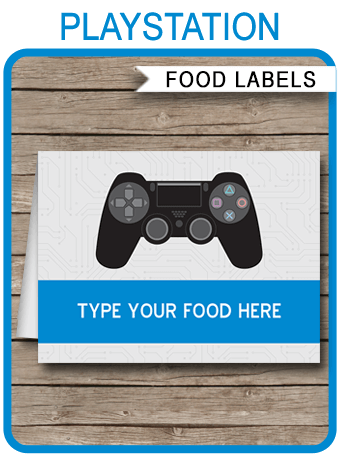 Playstation Birthday Party Food Labels | Place Cards | Video Game Theme