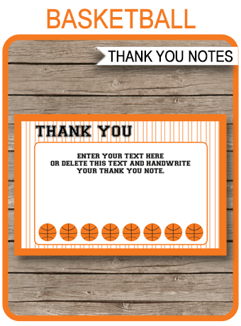 Printable Basketball Party Thank You Cards | Basketball Birthday Party
