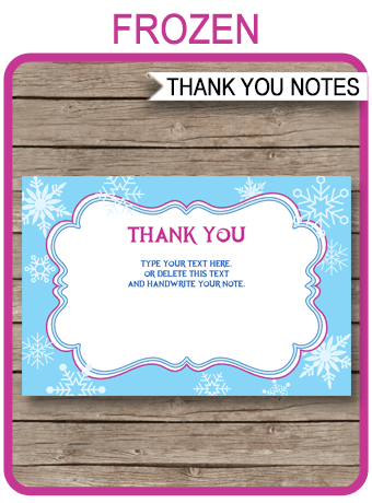 Printable Frozen Party Thank You Cards | Frozen Birthday Party Theme