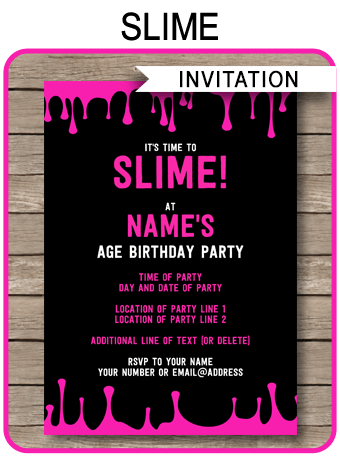 Slime Birthday Party Invites Template | Printable Slime Party Invitations