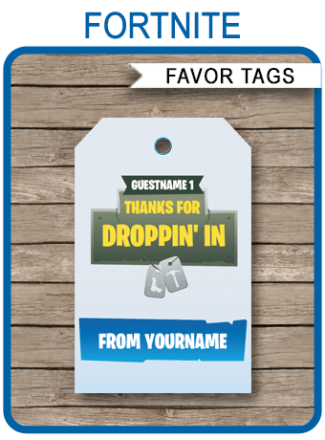 Printable Fortnite Supply Drop Party Tags Template| Thank You Favor Tags