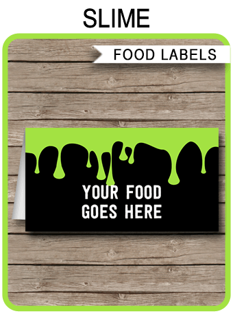 Slime Party Food Labels Template | Prinatble Birthday Party Decorations