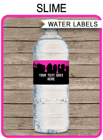 Slime Water Bottle Labels | Pink Slime Theme Birthday Party | Printable ...
