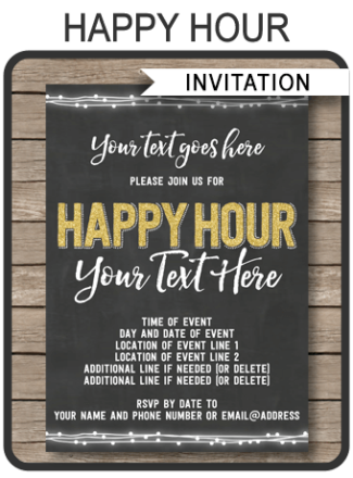Happy Hour Invite Template | Printable Happy Hour Invitation