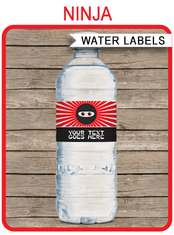 Ninja Water Bottle Labels Template | Ninja Theme Birthday Party