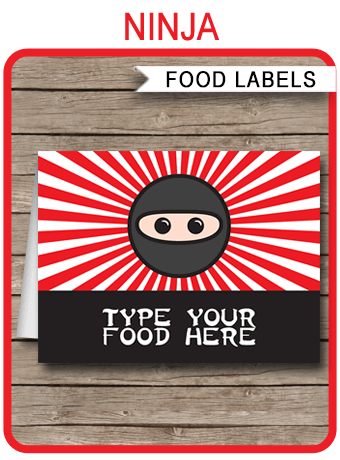 Ninja Party Food Labels | Ninja Place Cards | Ninja Birthday Party Theme