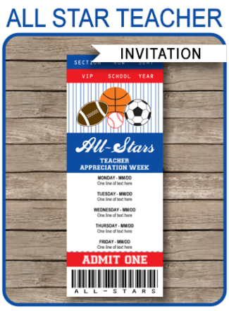 All Star Sports Theme Party Printables | Editable Birthday Party Templates