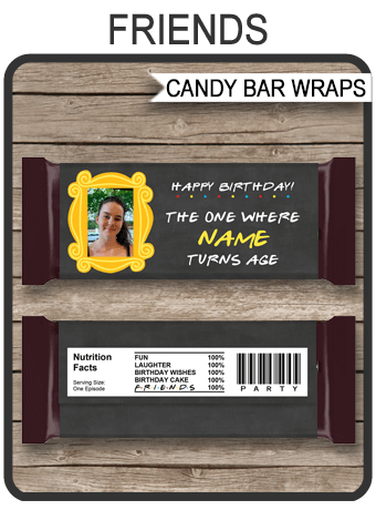 Friends TV Show Hershey Candy Bar Wrappers, Personalized Candy Bars
