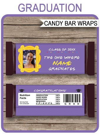 Friends TV Show Graduation Candy Bar Wrappers | The One Where Episode
