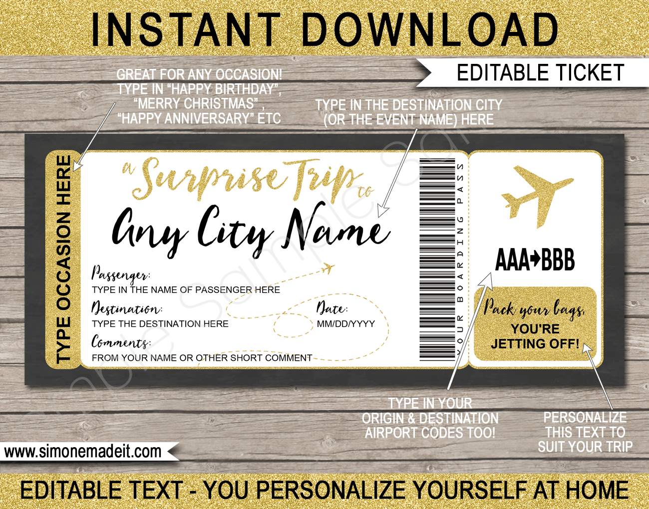 Free Printable Surprise Trip Ticket Printable Templates