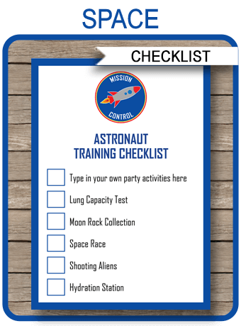 Space Party Astronaut Training Checklist Printable Template | Party Games