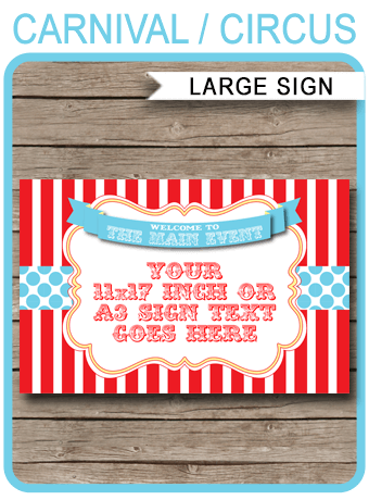 Printable Circus Welcome Sign Template | Birthday Party Decorations