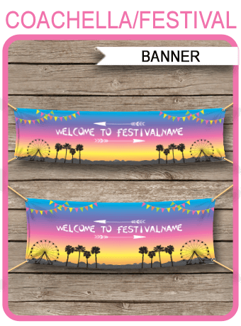 Coachella Party Welcome Banner Template | Personalized Banner
