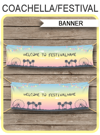 Coachella Theme Welcome Banner Template | Personalized