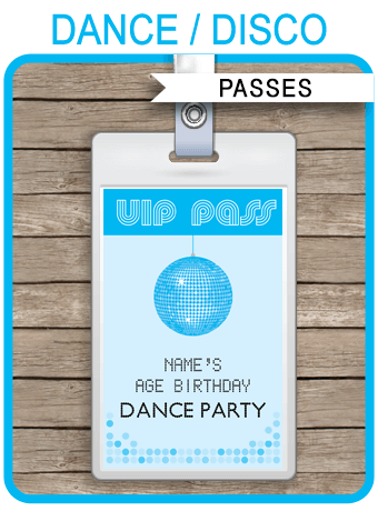 Disco Birthday VIP Passes Template | Dance Theme Printable Template