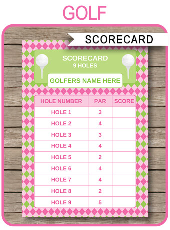 9 Hole Golf Scorecard