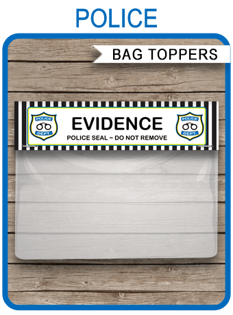 Police Party Favor Bag Toppers Template | Printable Police Party Favors