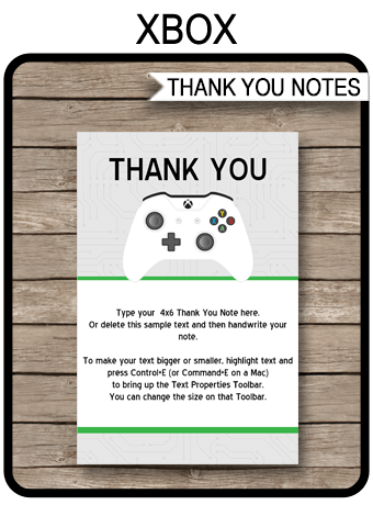 Printable Xbox Thank You Cards Template | Video Game Birthday Party