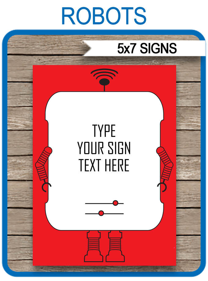Printable Robot Party Signs Templates | Birthday Party Decorations