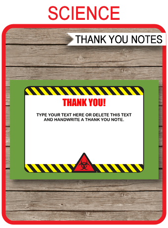 Mad Science Party Thank You Cards Template | Printable Birthday Tags