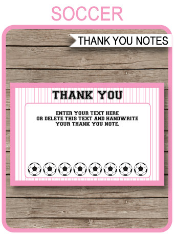 Soccer Thank You Cards Template | Printable Birthday Party PDF
