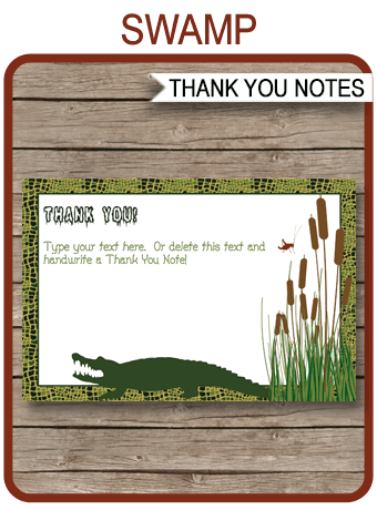 Swamp Birthday Party Thank You Cards | Printable PDF Template
