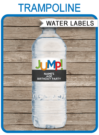 Trampoline Party Water Bottle Labels, Printable Birthday Party Decorations
