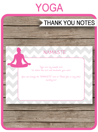 Printable Yoga Thank You Cards Template | Birthday Favor Tags