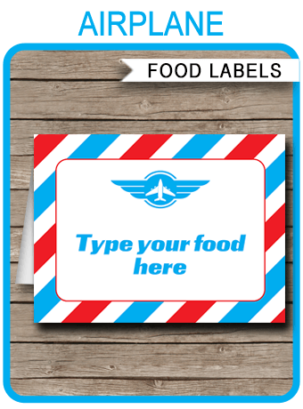 Airplane Party Food Labels Template | Place Cards | Birthday Party