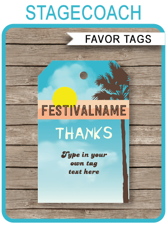 Stagecoach Theme Favor Tags | Country Music Festival Gift Tags