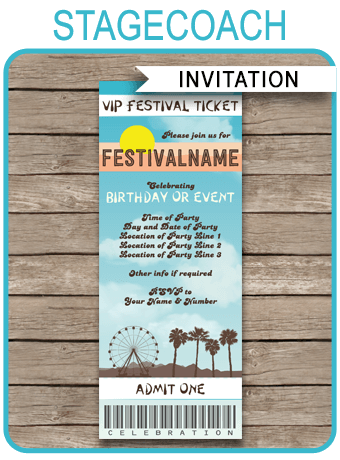 Stagecoach Theme Ticket Invitation Template | Birthday Party Invite